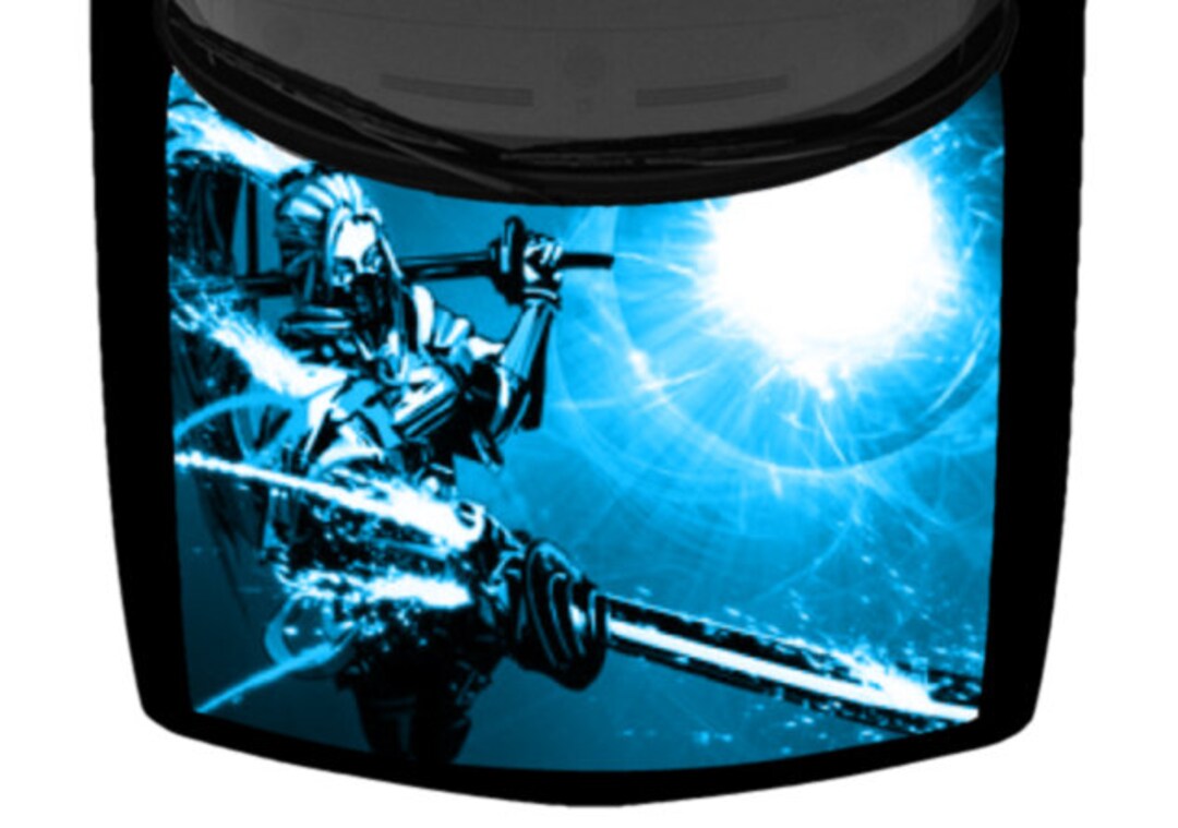 Cyan Cyborg Girl Katana Ninja Design SUV Van Car Pickup Truck Hood Wrap ...