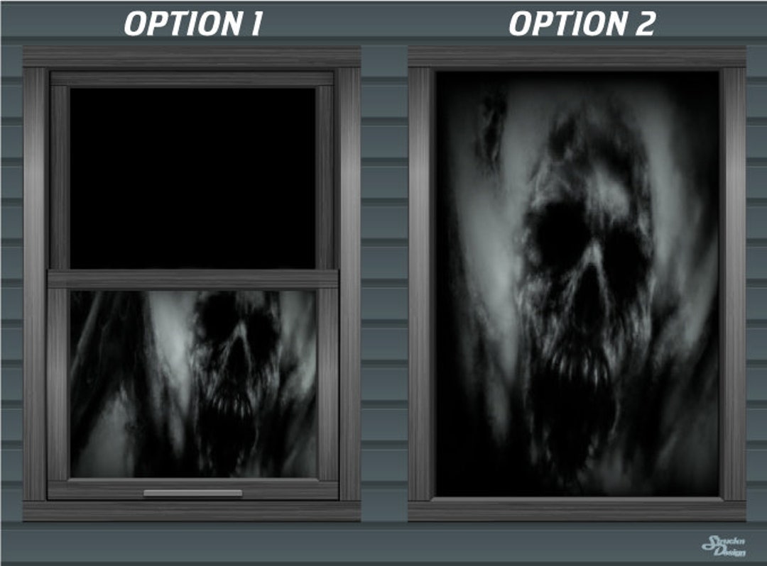 Screaming Scary Ghost Horror Face Window Backlit Wall Backdrop Banner ...