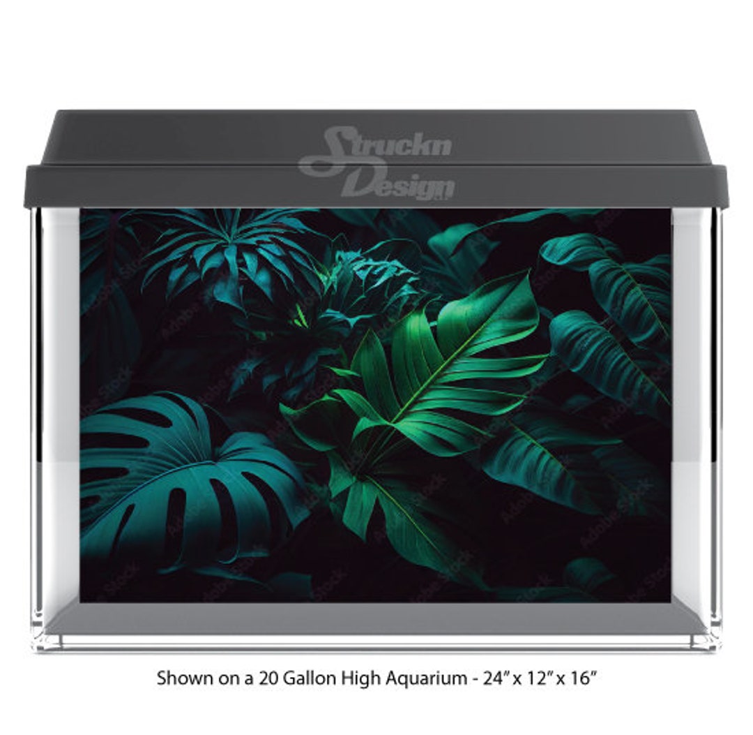 Green Tropical Jungle Plants Monstera 10mil Polyester Fish Tank Glass ...