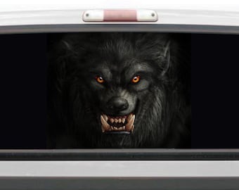 Angry Wolf Eyes Staring Growling Glass Rear Window Decal Graphic Truck ...