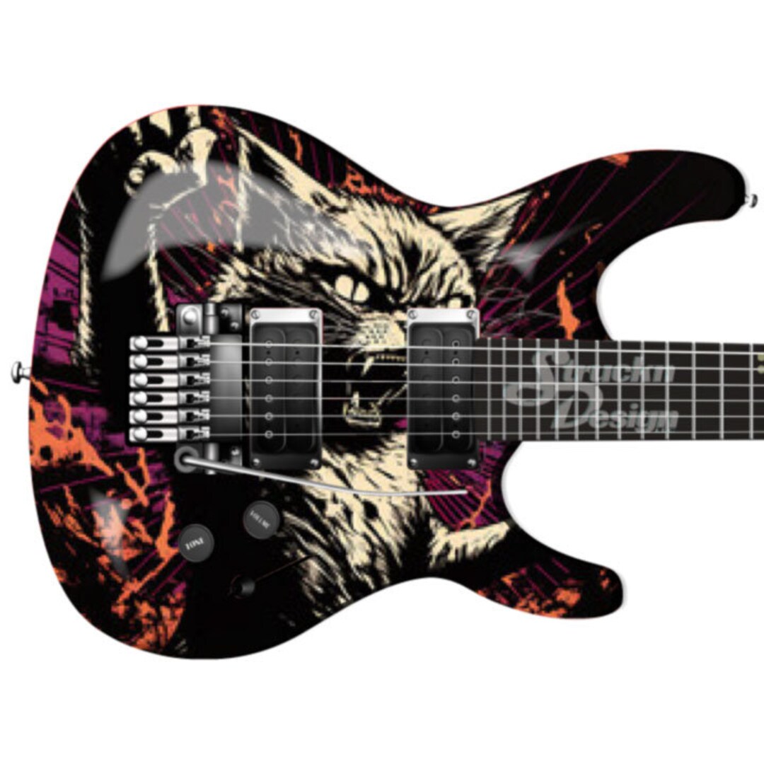 Black White Werewolf Red Fire Guitar Bass Metal Vinyl Wrap Skin Decal ...
