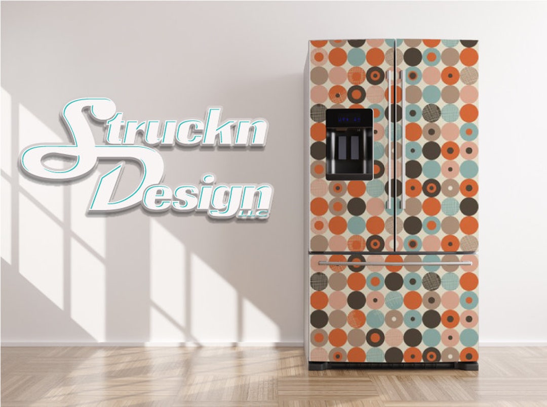 Circle Spots Pattern Red Blue Orange Refrigerator Fridge Freezer Wrap ...