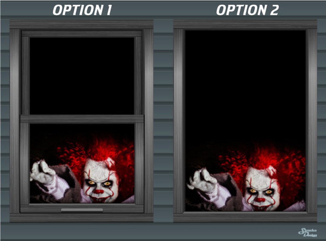 Grinning Clown Red Creepy Scary Horror Window Backlit Wall Backdrop ...