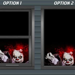 Grinning Clown Red Creepy Scary Horror Window Backlit Wall Backdrop ...