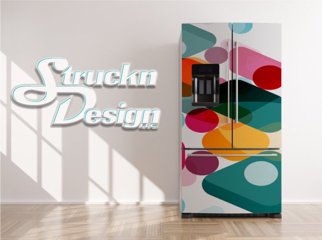 Tech Modern Blue Teal Shapes Geometric Grunge Refrigerator Fridge ...