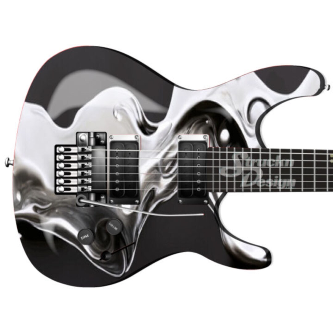 Big White Paint Splatter Wave Black Guitar Bass Metal Vinyl Wrap Skin ...