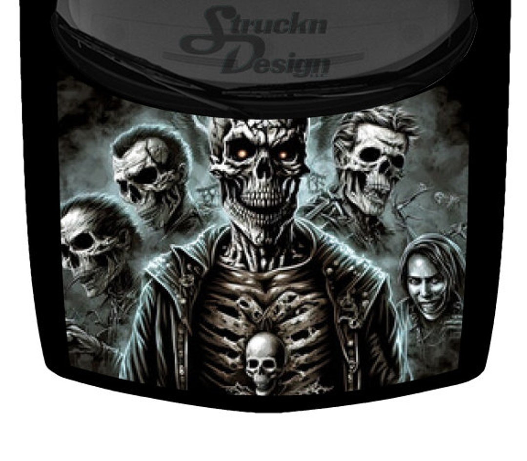 Five Skeletons Gathered Dark Mist Skull Zombies Hood Wrap Truck Car ...