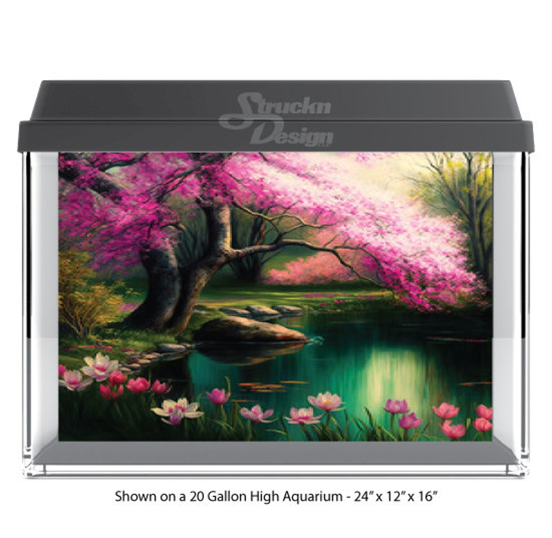 Bright Spring Pink Japanese Cherry Blossom 10mil Polyester Fish Tank ...