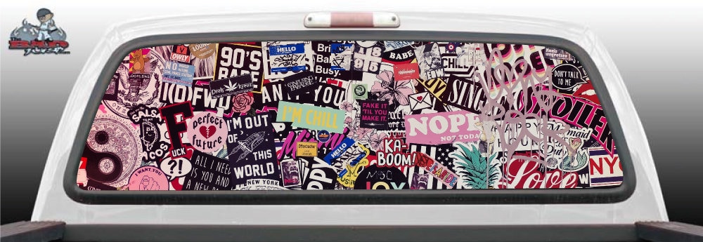 Sticker Bomb Stickers Glass Rear Window Decal Graphic Truck Perf Vinyl ...