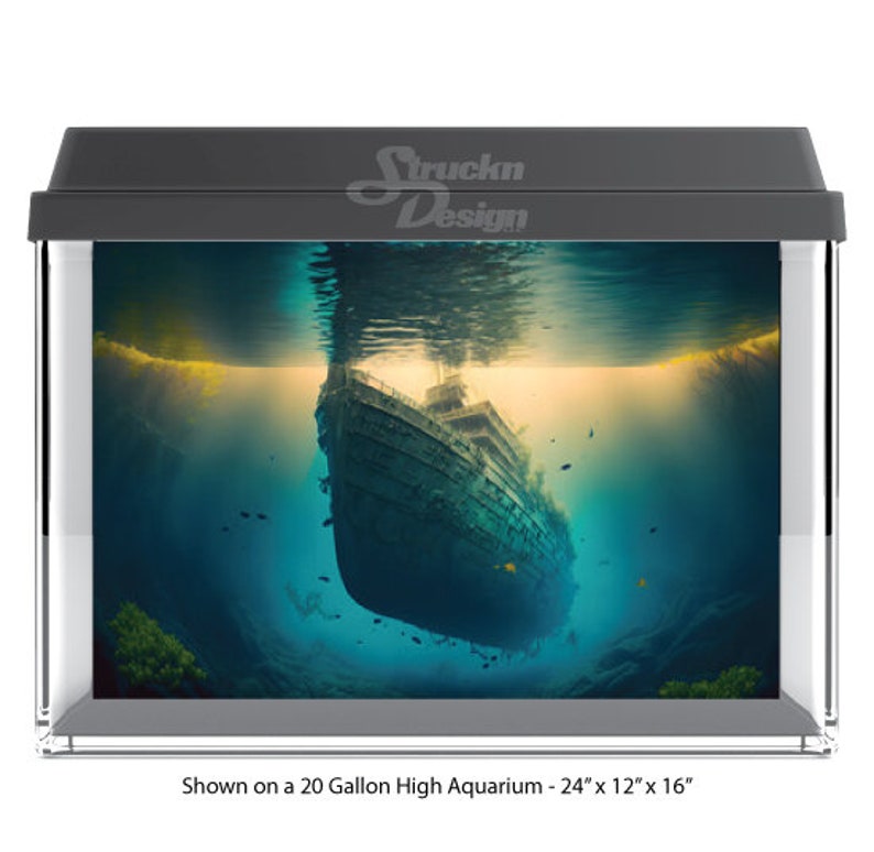 Underwater Floating Ship Wreck Overgrown Glowing 10mil Polyester Fish ...