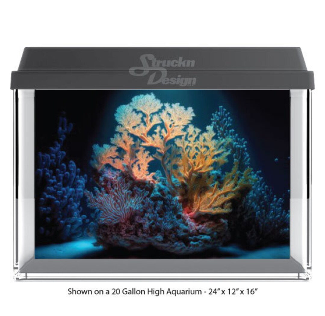 Yellow Sea Floor Coral Rocks Water Underwater 10mil Polyester Fish Tank ...