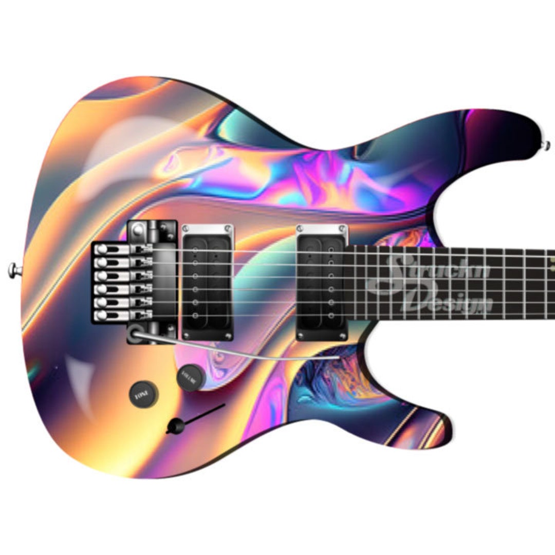 Vibrant Colorful Waves Curves Guitar Bass Metal Vinyl Wrap Skin Decal ...