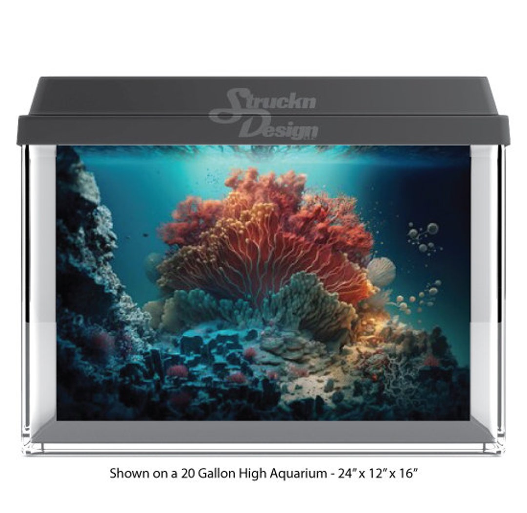 Large Orange Coral Reef Rocky Sea Floor Ocean 10mil Polyester Fish Tank ...