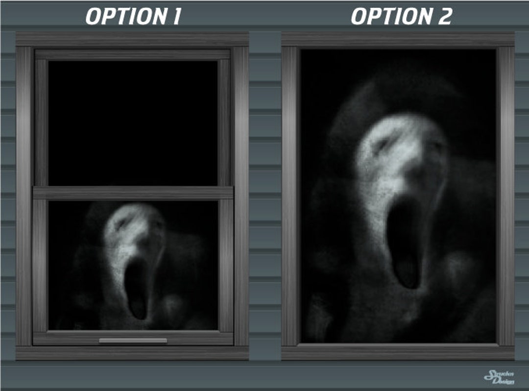 Screaming Scary Ghost Face Horror Window Backlit Wall Backdrop Banner ...