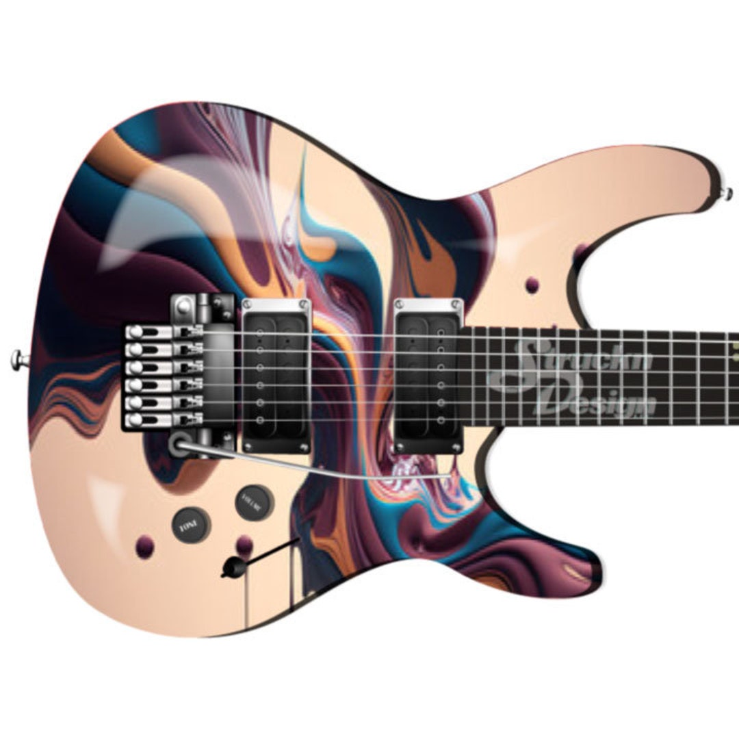 Rustic Purple Blue Wave Splash Guitar Bass Metal Vinyl Wrap Skin Decal ...