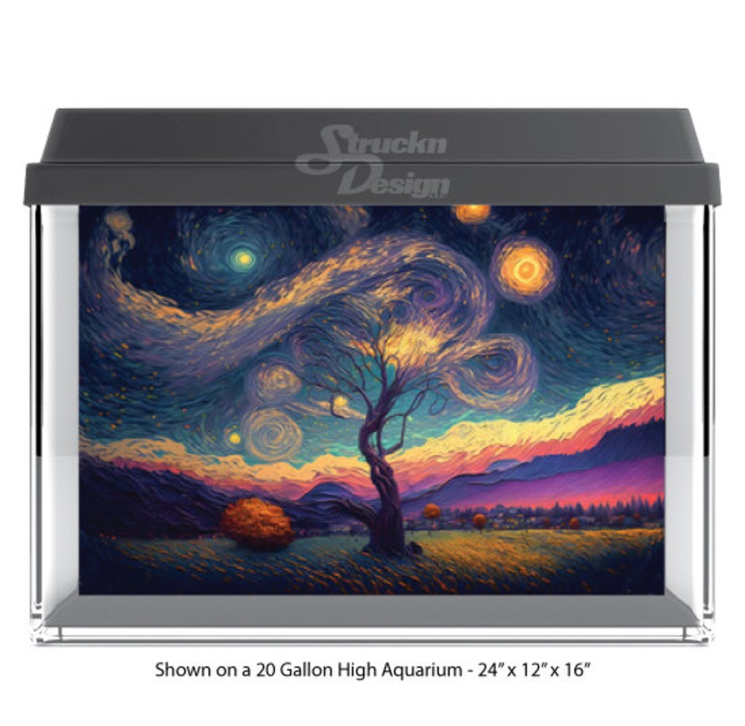 Star Night Moon Landscape Trees Bright Colorful Sky 10mil Polyester ...