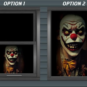 Horror Scary Creepy Laughing Clown Face Window Backlit Wall Backdrop ...