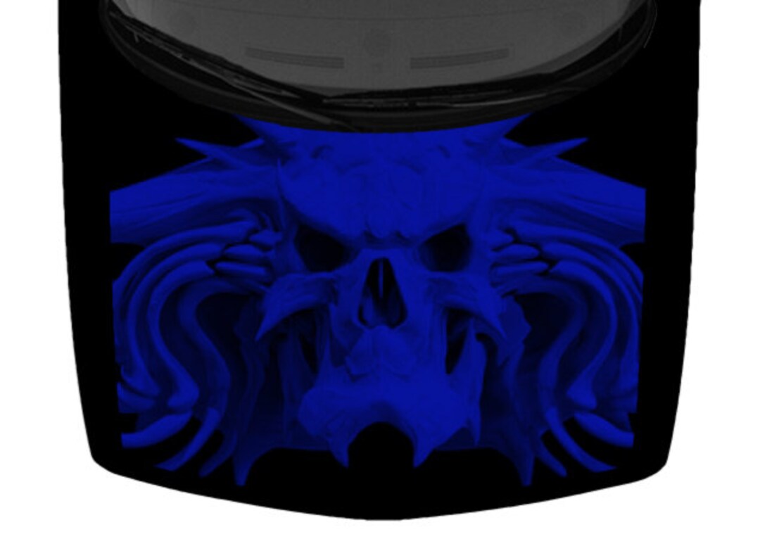 Monster Alien Dark Blue Horned Predator Skull Black Car Pickup - Etsy