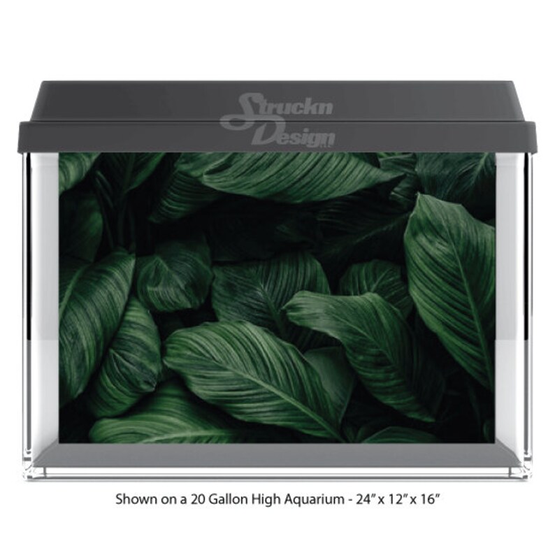 Plant Leaves Green Dark Water Underwater 10mil Polyester Fish Tank ...