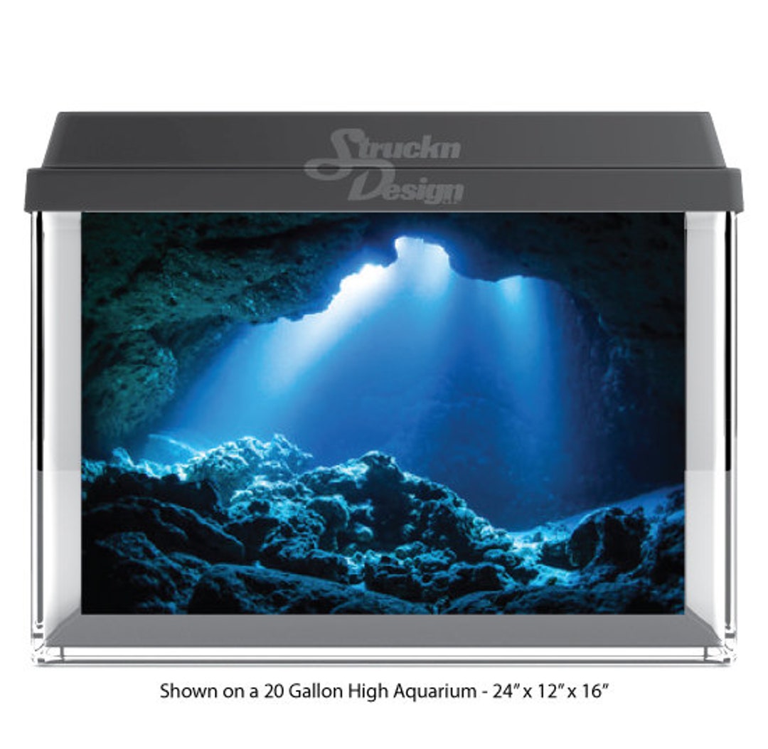 Sea Rays Cave Sun Beams Blue Water Underwater 10mil Polyester Fish Tank ...