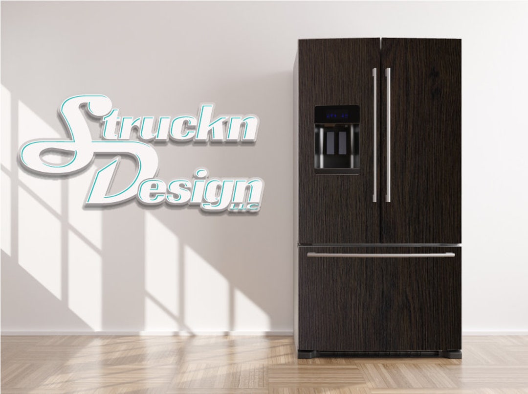 Dark Brown Wood Wooden Texture Refrigerator Fridge Freezer Wrap Side by ...