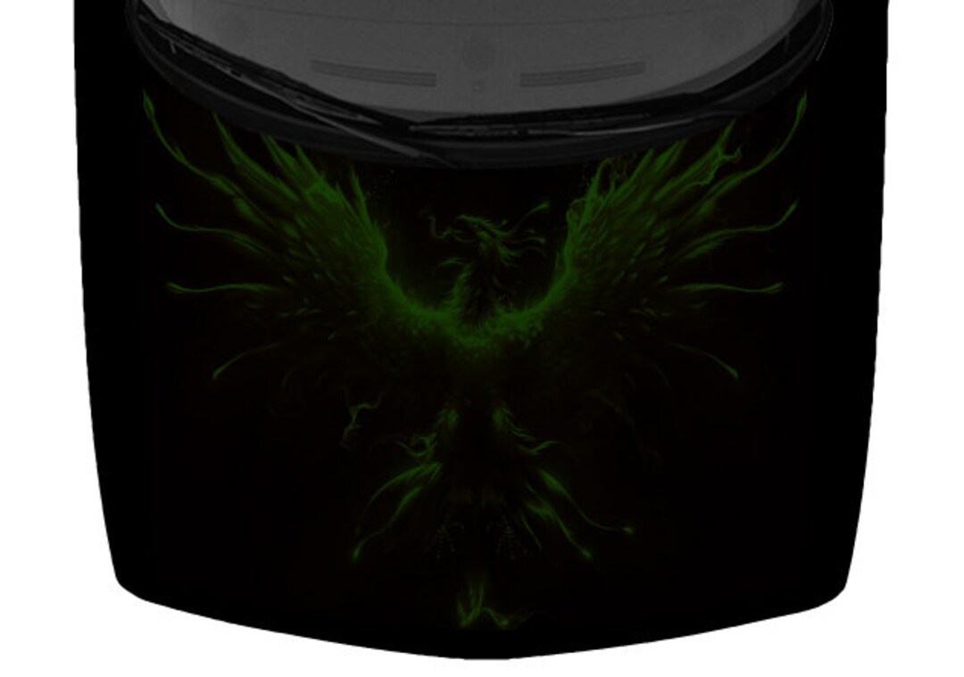 Vivid Teal Green Phoenix Bird Design Black SUV Van Car Pickup Truck ...