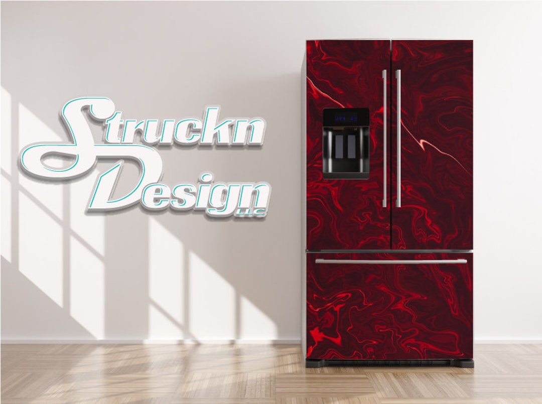 Splash Red Burgundy Refrigerator Fridge Freezer Wrap Side by Side Top ...