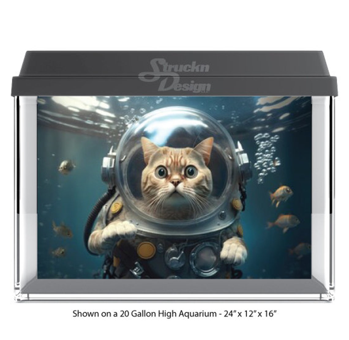 Underwater Scuba Diving Tabby Beige Stripe Cat Bubbles 10mil Polyester ...