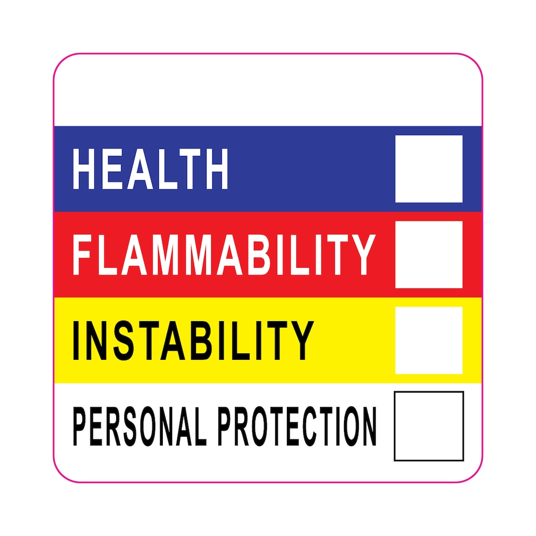 Right to Know Chemical Label Write on Color Bar 2" X 2" UL 1 Mil Vinyl ...