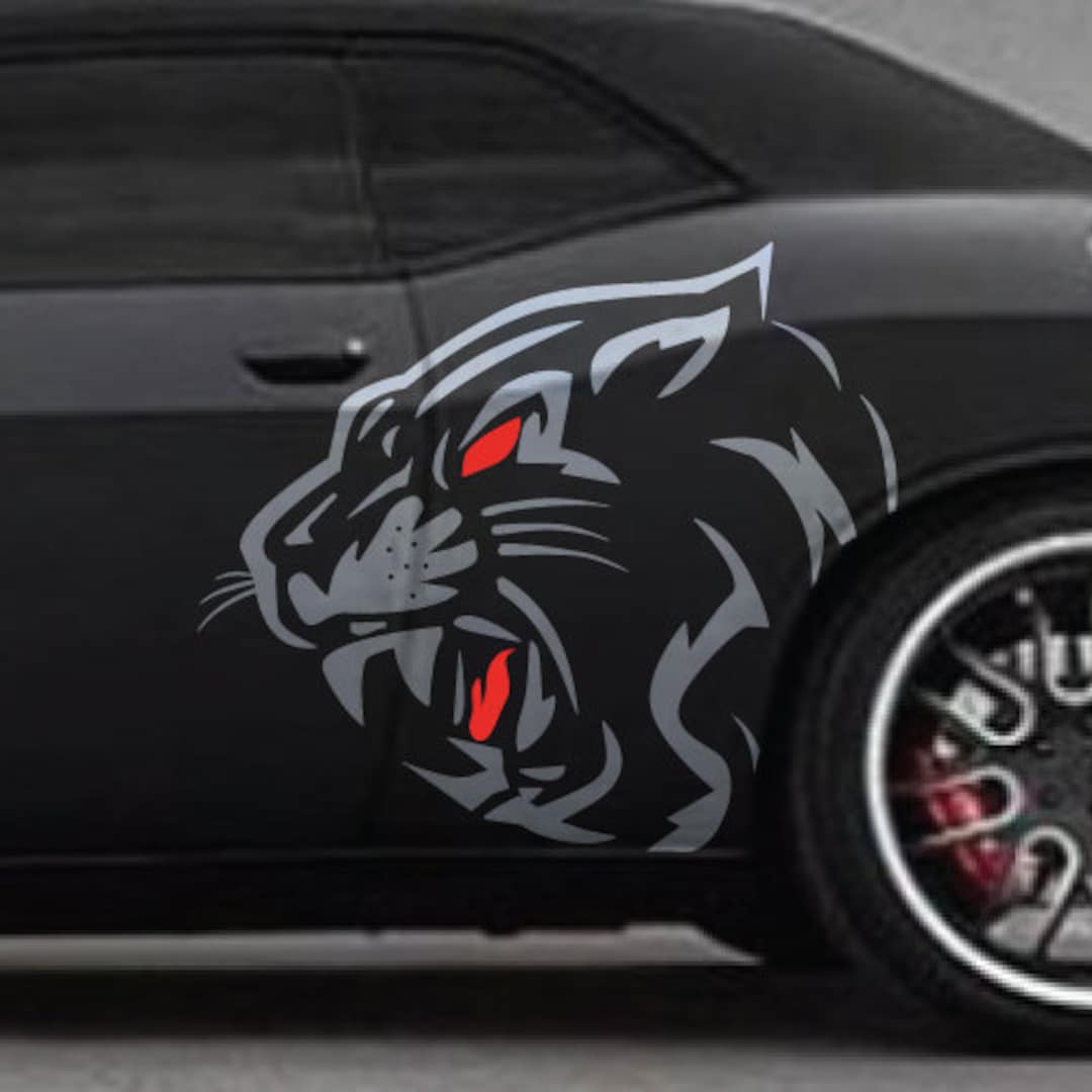 Angry Panther Jaguar for Dodge Challenger Hellcat Tattoo Grunge Design ...