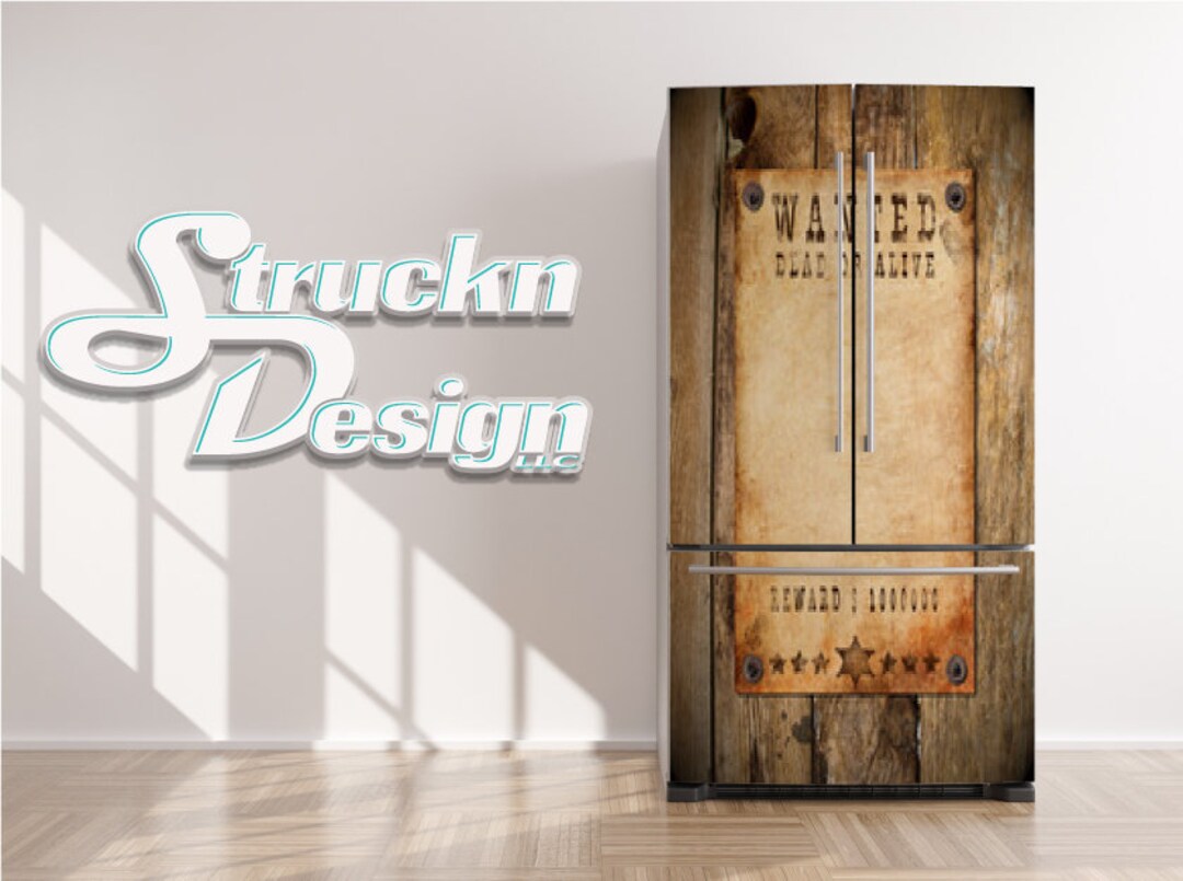 Vintage Rustic Wanted Poster Wood Design Refrigerator Fridge Freezer ...