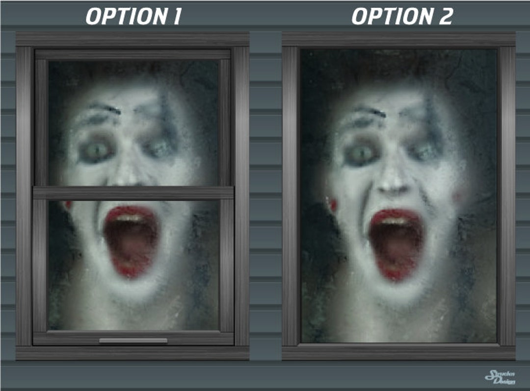Scary Clown Murky Glass Mime Horror Window Backlit Wall Backdrop Banner ...