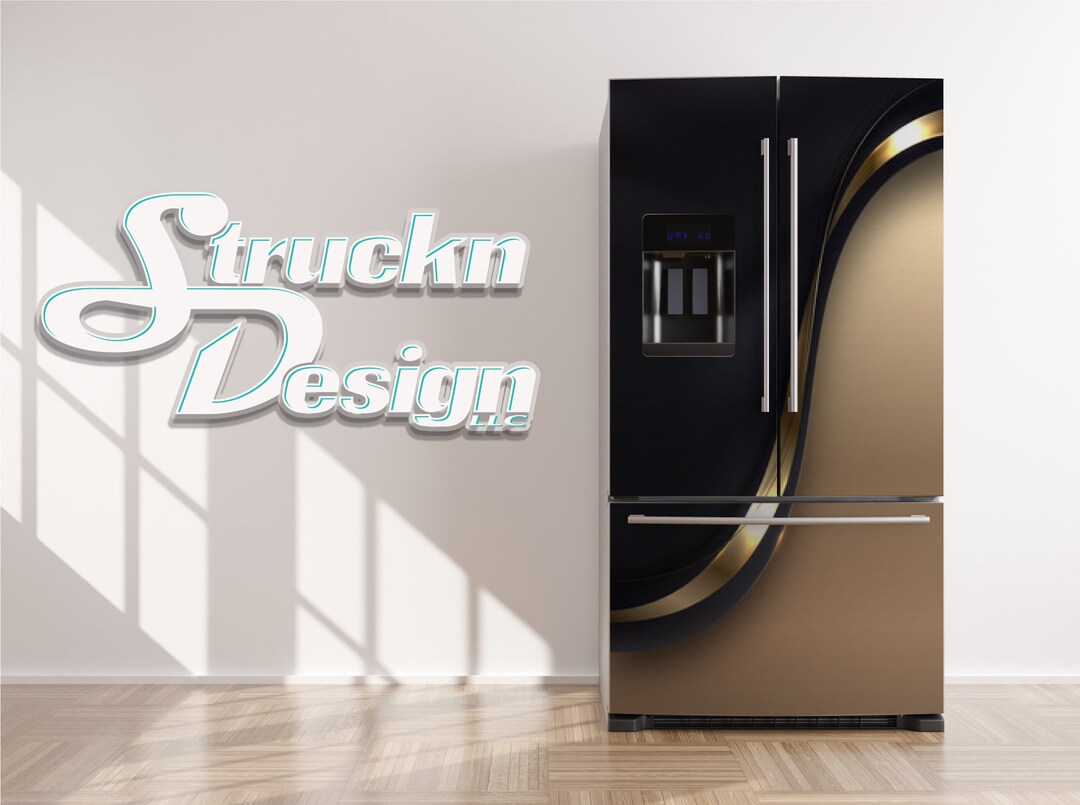 Classic Bronze Black Gold Line Split Refrigerator Fridge Freezer Wrap ...