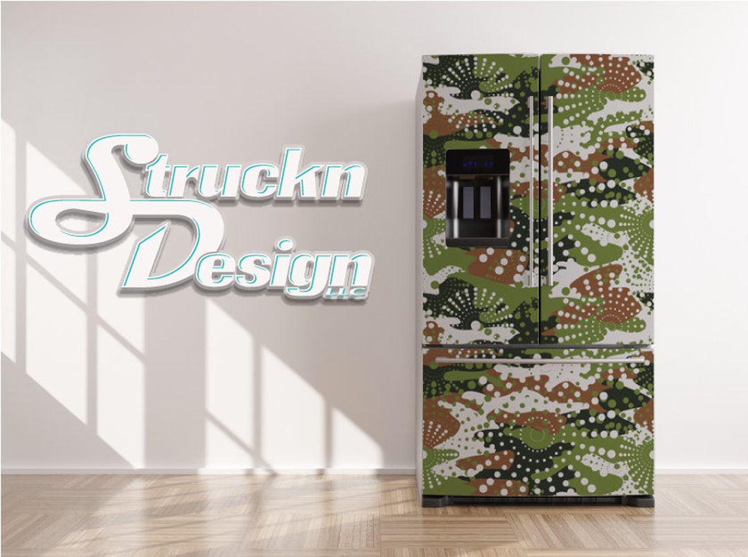 Abstract Camouflage Dot Circle Design Refrigerator Fridge Freezer Wrap ...