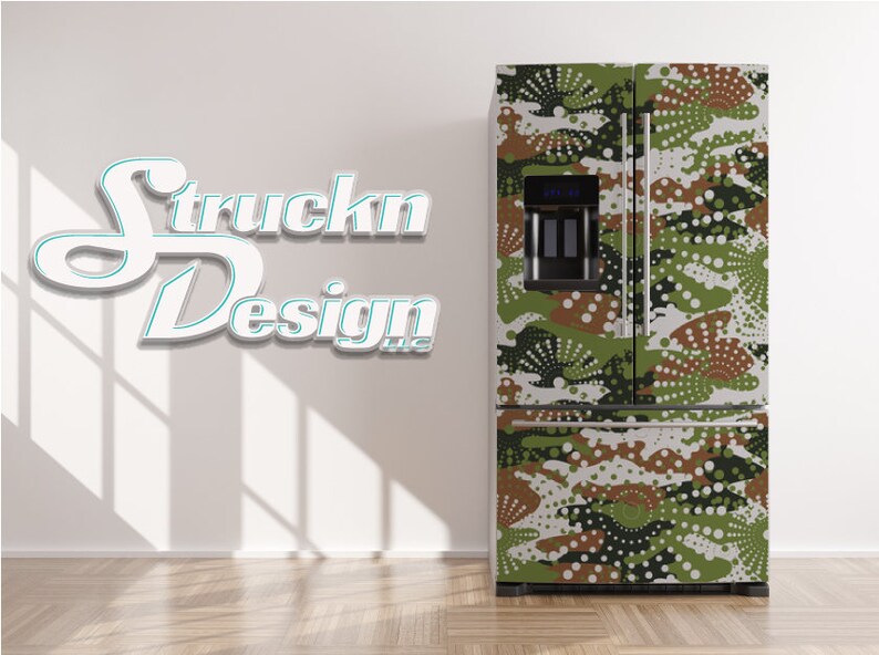 Abstract Camouflage Dot Circle Design Refrigerator Fridge Freezer Wrap ...