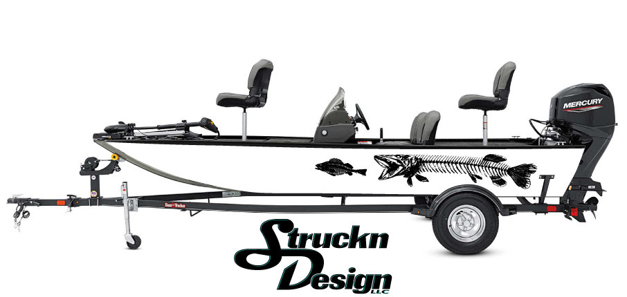 Hunting Skeleton Skull Muskellunge Musky Chasing Bass Fish Fishing Boat ...