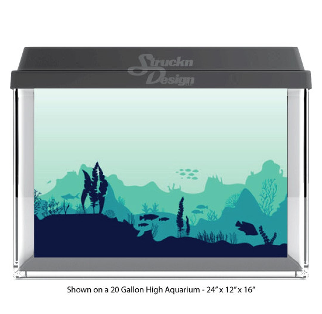 Art Drawn Cyan Sea Floor Fish Water Underwater 10mil Polyester Fish ...