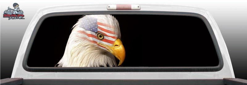 Bald Eagle American Flag Printed Rear Window Decal Graphic | Etsy