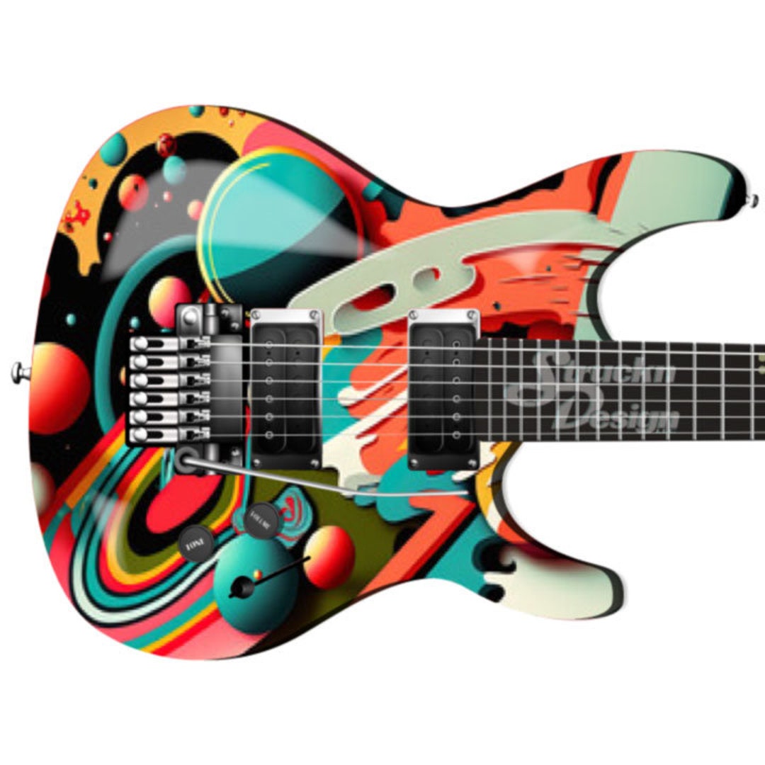 Abstract Shapes Retro Colors Guitar Bass Metal Vinyl Wrap Skin Decal ...