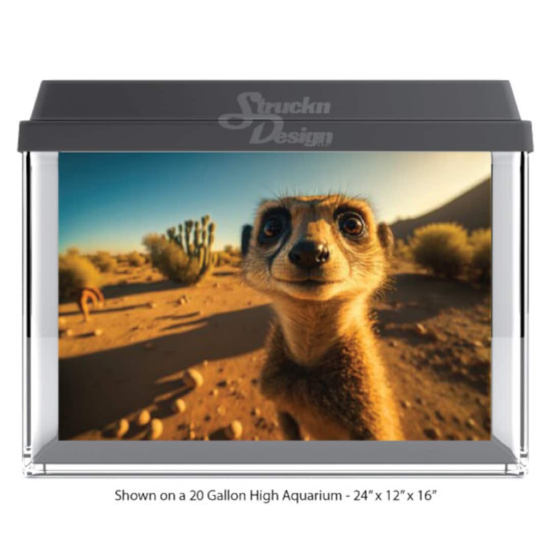 Funny Close up Cute Meerkat Desert Peeking in 10mil Polyester Fish Tank ...