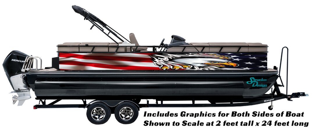 Bald Eagle Rip American Flag Graphic Wrap Decal Vinyl Bass Fishing ...