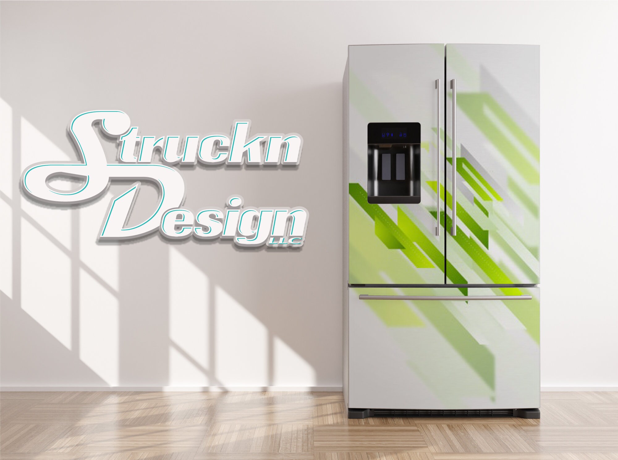 Lime Green Gradient Geometric Shape Refrigerator Fridge Freezer Wrap ...
