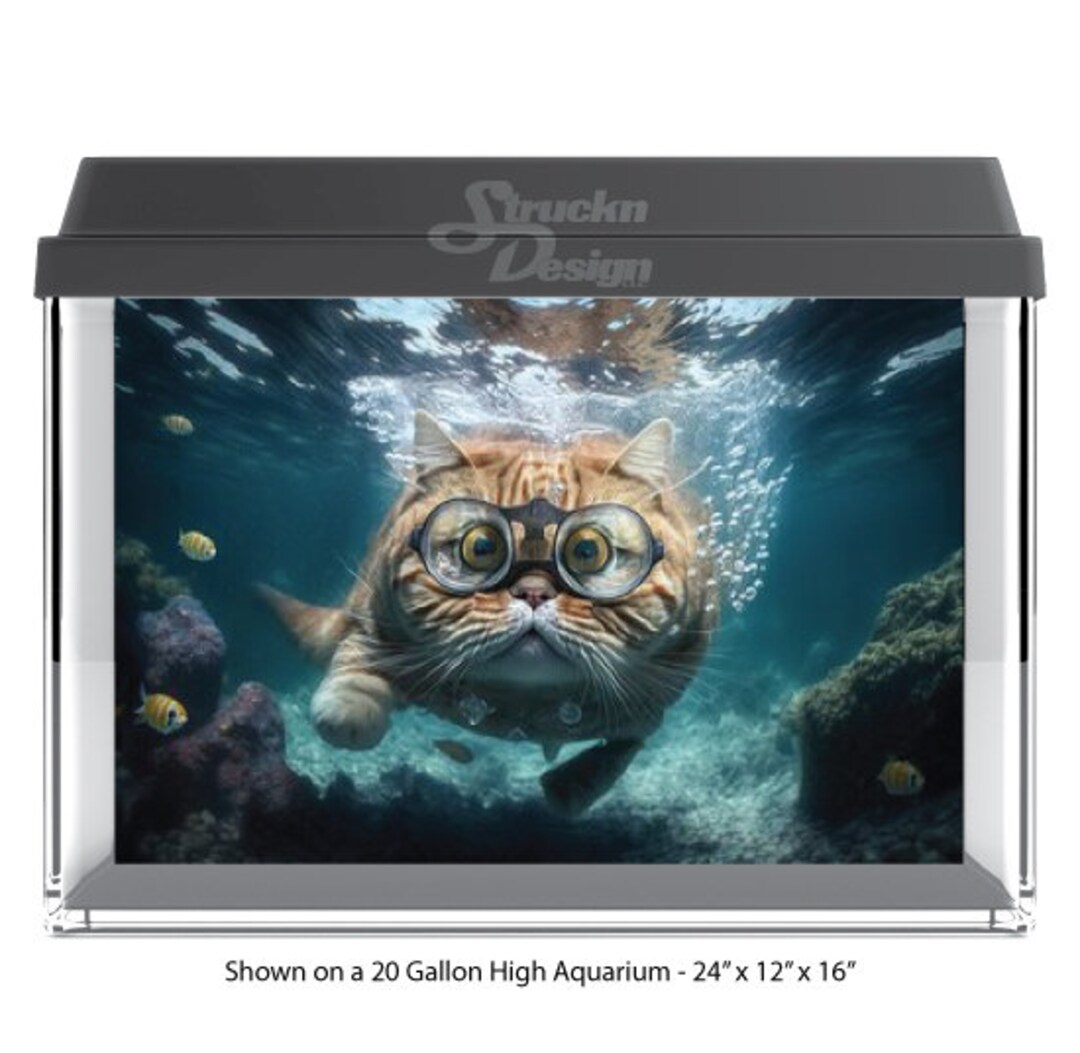 Ginger Cute Cat Goggles Swimming Underwater Dark 10mil Polyester Fish ...