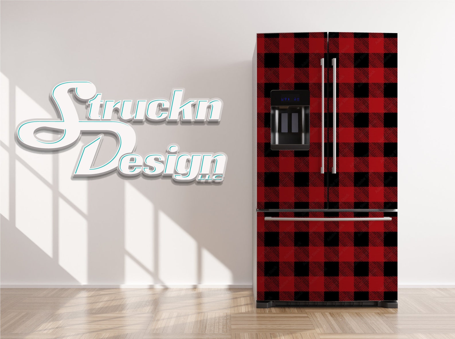 Red Black Flannel Buffalo Plaid Holiday Fall Refrigerator Fridge ...