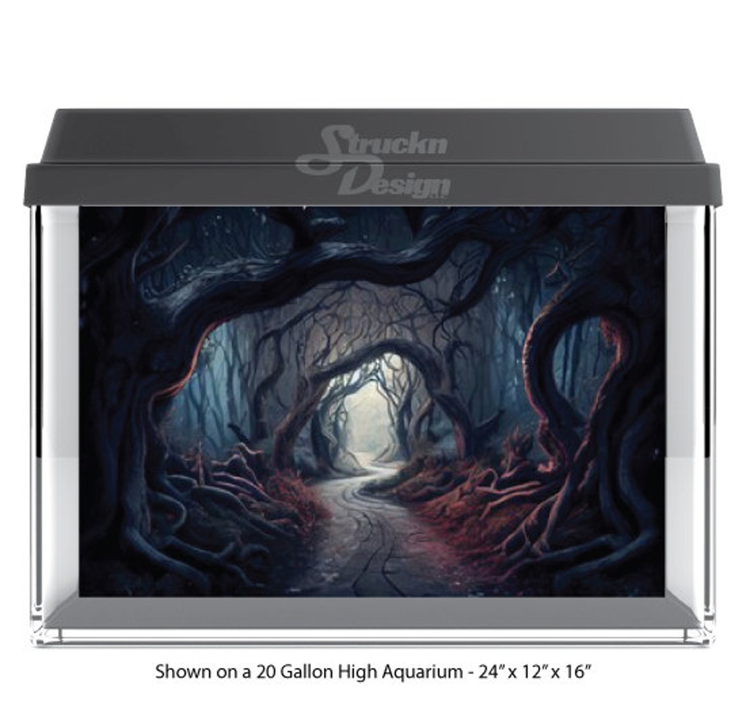Dark Haunted Forest Tree Lined Path 10mil Polyester Fish Tank Glass ...