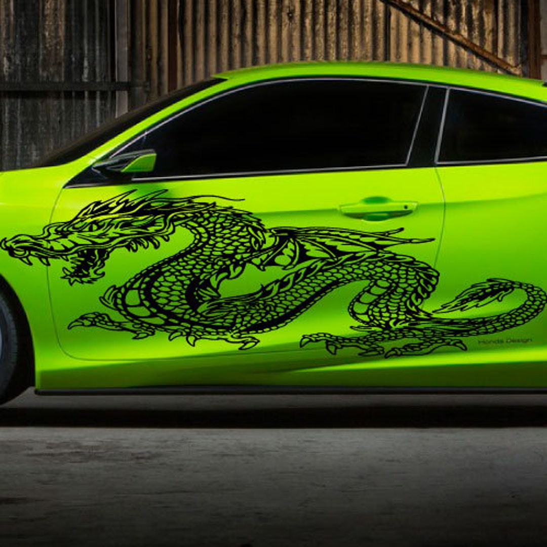 Detailed Winged Dragon Side Bed Doors Pickup Van Vehicle Grunge Truck ...