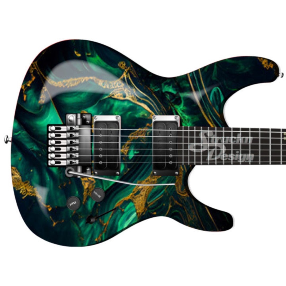 Dark Forest Green Gold Flakes Guitar Bass Metal Vinyl Wrap Skin Decal ...