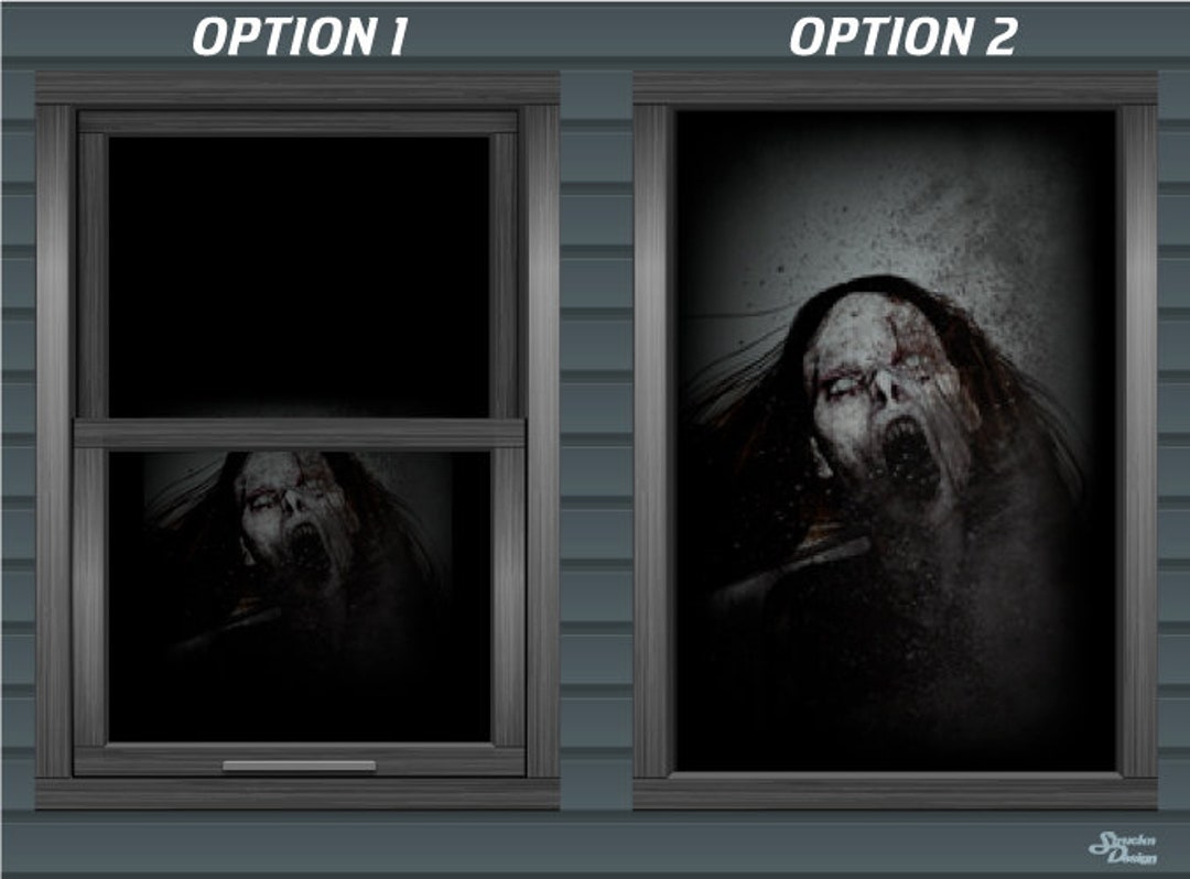 Grey Tint Scary Woman Ghost Horror Window Backlit Wall Backdrop Banner ...