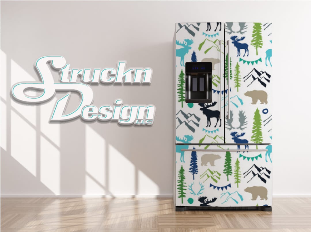 Cool Mountain Forest Pattern Rustic Design Refrigerator Fridge Freezer ...