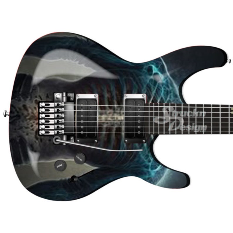 Cyan Electric Vibrant Marble Dark Guitar Bass Metal Vinyl Wrap - Etsy